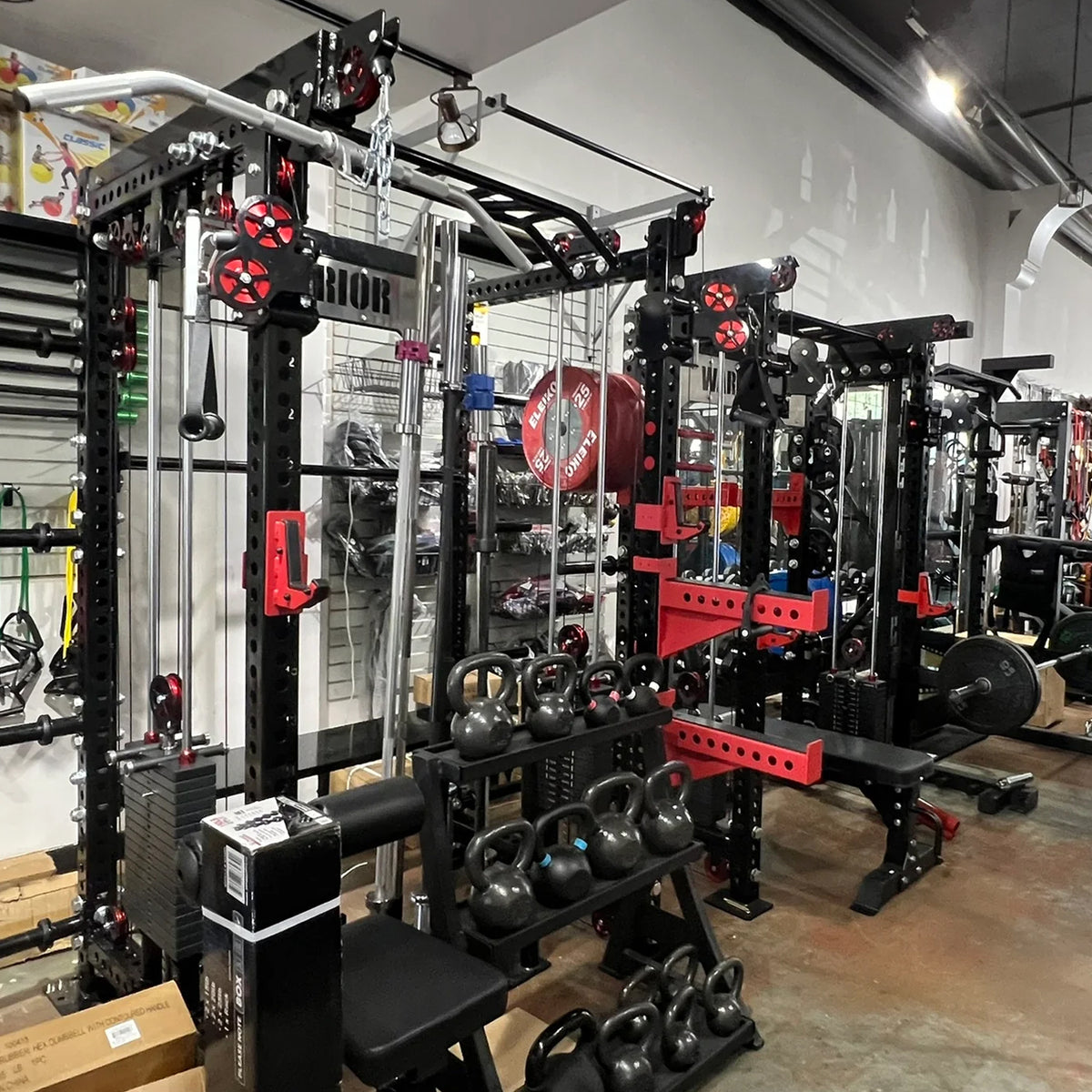 Warrior 3.0 Cable Crossover Pulley Power Rack Gym System w/ Lat Pulldo ...