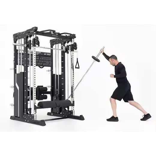 Warrior NEW 901 All-in-One Power Rack Cable Pulley Home Gym w/ Smith M ...